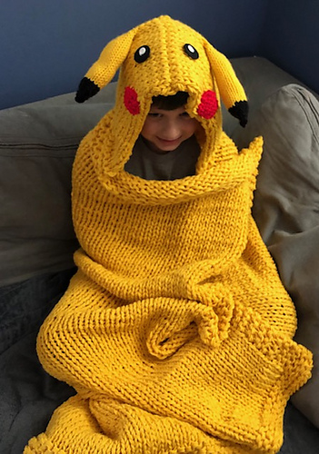 Ravelry: Hooded Pikachu Blanket pattern by Krystle's Krazy Knits