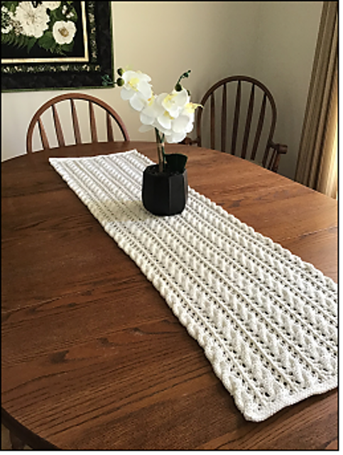 Ravelry: Lace and Cables Table Runner for the LK150 pattern by London Yarns