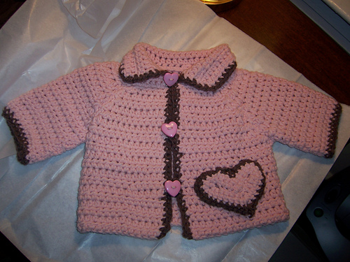 Ravelry: Soft Pink Crocheted Raglan Jacket pattern by Lion Brand Yarn