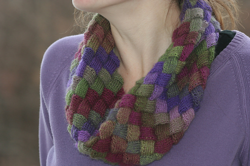 Ravelry: Entrelac Rainbow Cowl pattern by Carol Wells