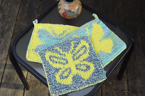 Ravelry: Double Knit Butterfly Hot Pad pattern by Lauras Knits