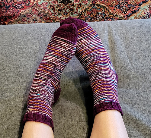 Ravelry: Alice's Striped Ankle Helix Socks pattern by Laura Bain