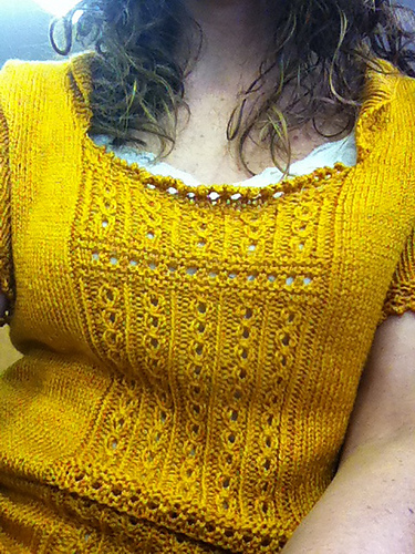 Ravelry: The Walking Out Eyelet Panel Blouse pattern by Amy Gunderson