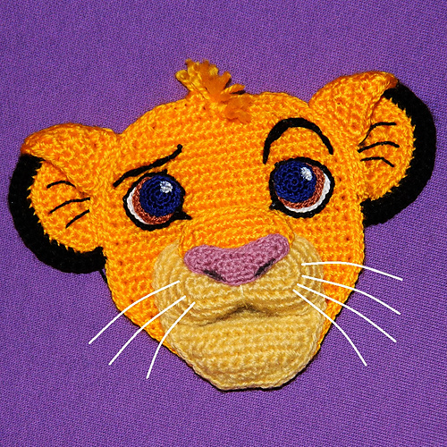Ravelry: Lion face crochet applique pattern by Elena Pichugina