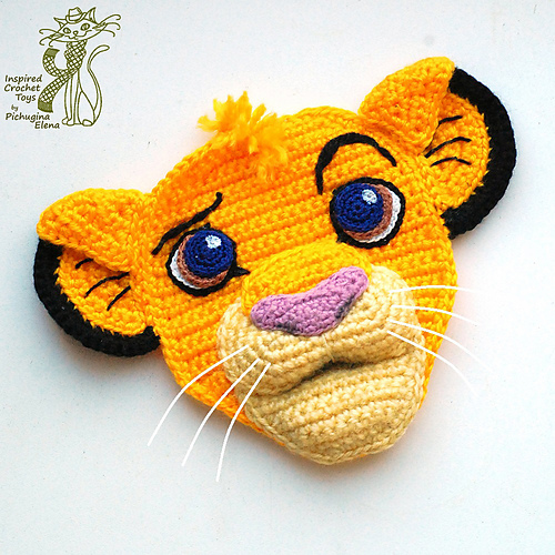 Ravelry: Lion face crochet applique pattern by Elena Pichugina