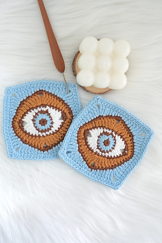 Ravelry: Crochet Evil Eye Granny Square pattern by Loopara Crochet