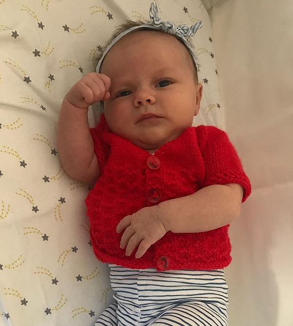 Ravelry: LouDoubleKnitter's Baby Cardi ~ Nevis Red