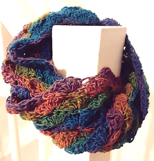 Ravelry: Rainbow Twisted Snood pattern by Louisa Jordan