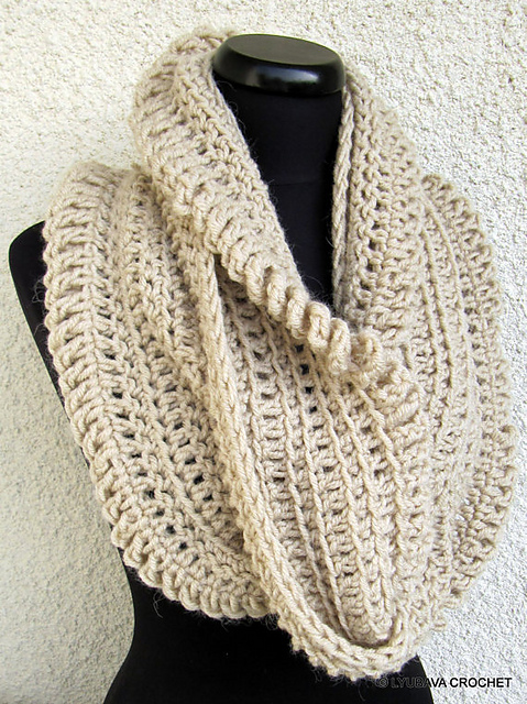Ravelry: LyubavaCrochet's Crochet Circle Infinity Beige Scarf Unique Design