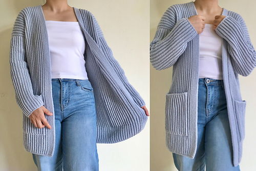 Ravelry: Ribbed cardigan with pockets pattern by Hang Nguyen