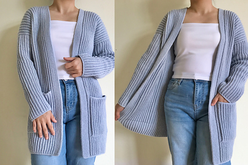 Ravelry: Ribbed cardigan with pockets pattern by Hang Nguyen