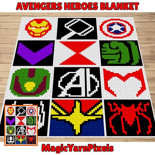 Ravelry: C2C Avengers Hero Logos pattern by Ari Wimsett
