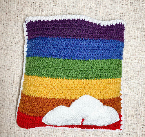 Ravelry: Retro Rainbow with Cumulus Clouds Pillow pattern by Marie Segares