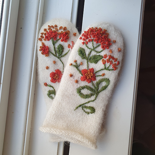 Handspun, knit, felted, and embroidered mittens : r/knitting
