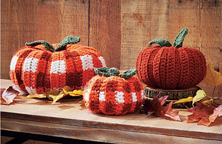 Ravelry: Plaid Pumpkin Trio pattern by Mary Maxim