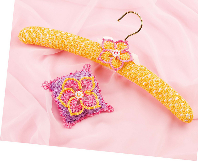 Ravelry: Pretty Hanger Cover & Sachet pattern by Dot Drake