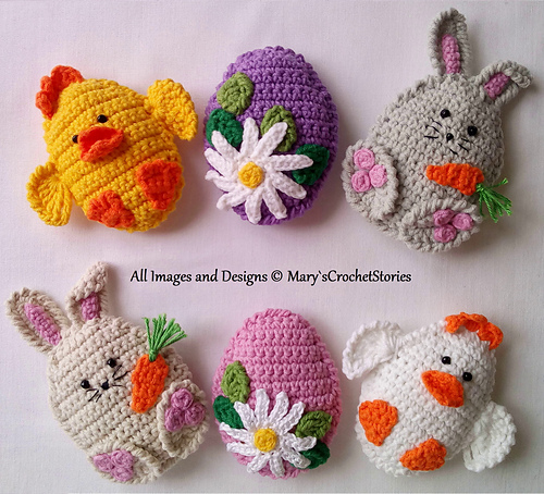 Ravelry: Easter decor: egg, bunny, chicken pattern by Mary Franko