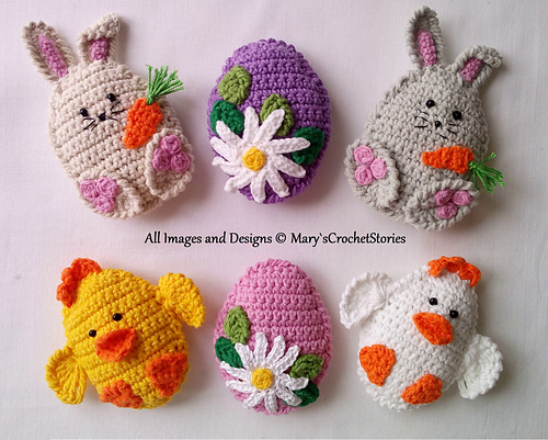 Ravelry: Easter decor: egg, bunny, chicken pattern by Mary Franko