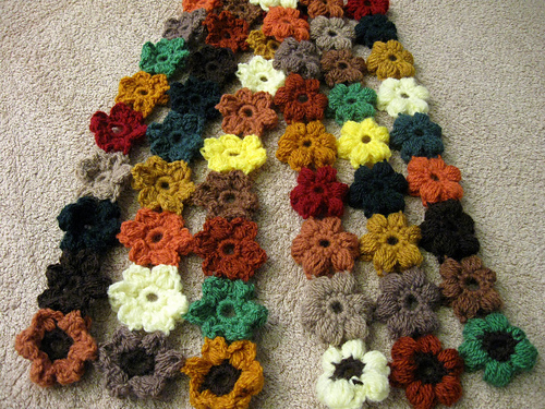 Ravelry: Puff Flower Scarf pattern by Meladoras Creations