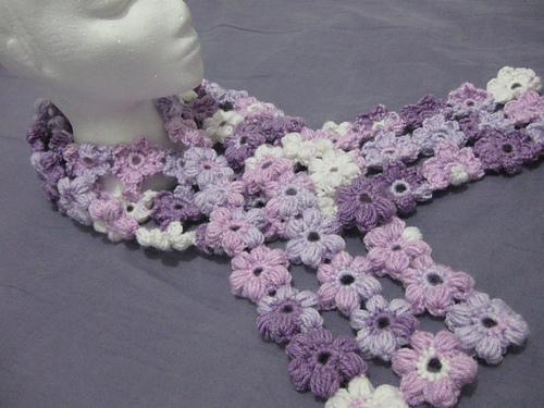 Ravelry: Puff Flower Scarf pattern by Meladoras Creations