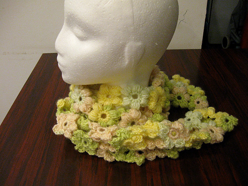 Ravelry: Puff Flower Scarf pattern by Meladoras Creations