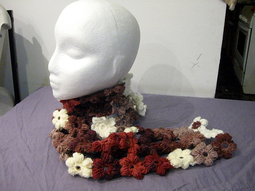 Ravelry: Puff Flower Scarf pattern by Meladoras Creations