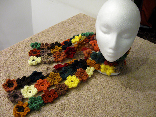 Ravelry: Puff Flower Scarf pattern by Meladoras Creations