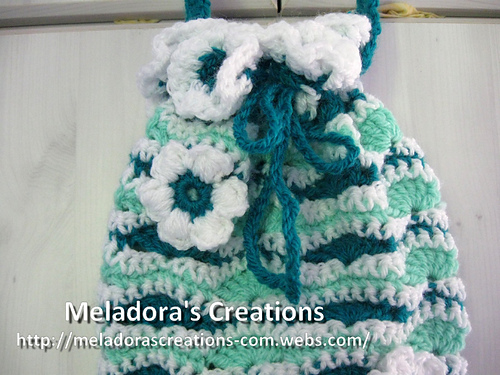 Ravelry: Wavy Stitch Draw Bag pattern by Meladoras Creations