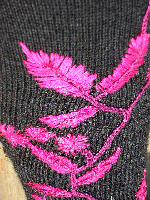 Ravelry: MidnightOwl's Black Embroidered Stockings