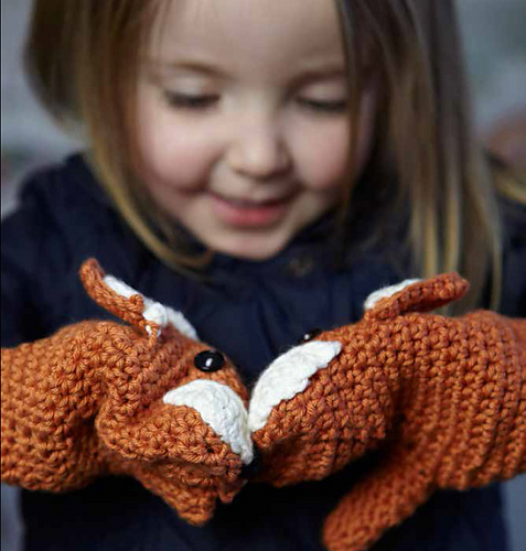 Ravelry: Children's Cosy Fox Mittens pattern by Ruby & Custard