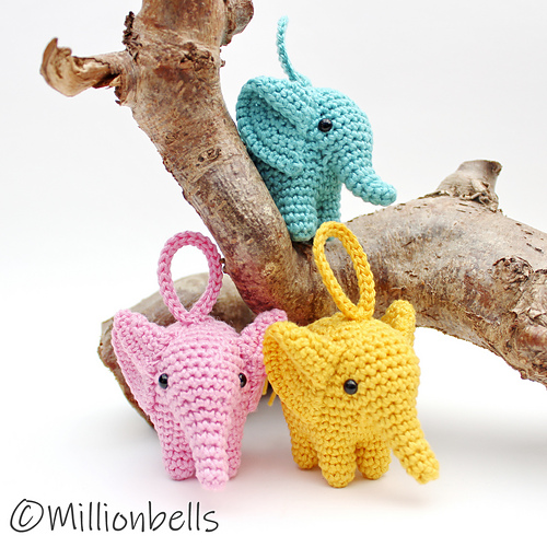 Ravelry: Keychain Elephant Ornament Charm pattern by Millionbells