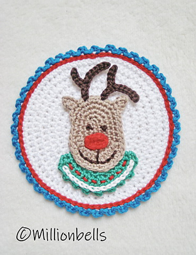 Ravelry: Reindeer Head Christmas Applique pattern by Millionbells
