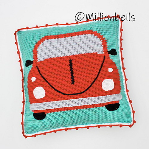 Ravelry: Pillow Cover Classic Beetle Retro Car pattern by Millionbells