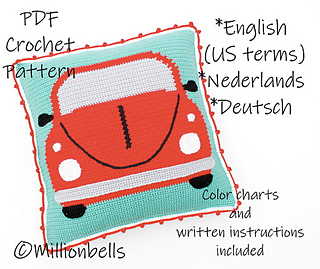 Ravelry: Pillow Cover Classic Beetle Retro Car pattern by Millionbells