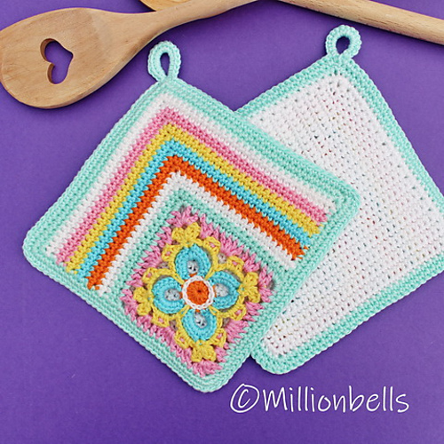Ravelry: Sweet Bakery Potholders Mitered Granny Square pattern by ...