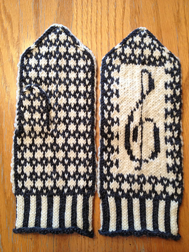 Ravelry: Treble Music Mittens pattern by Elisabeth Sliney Marino
