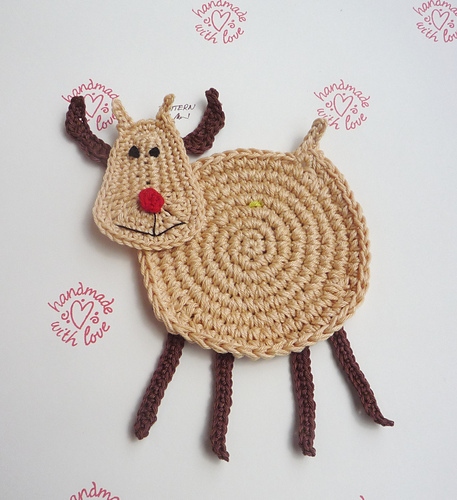 Ravelry: Rudolf the Christmas Reindeer Coaster pattern by Monika Mrozkova