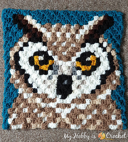 Ravelry: Horned Owl C2C Square pattern by Kinga Erdem