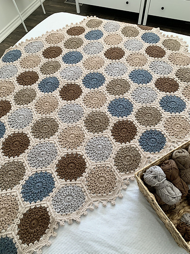Ravelry: Coastline Sunburst Hexie Blanket pattern by Mallory Krall