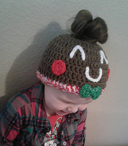 Ravelry: Gingerbread Man Messy Bun Hat pattern by Mersadie Sheppard