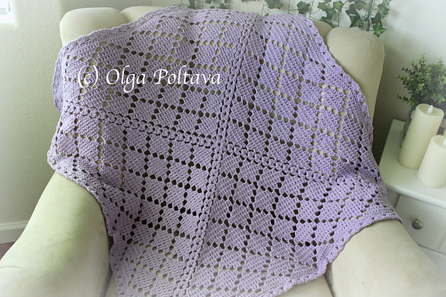 Ravelry: Lacy Diamonds Blanket pattern by Olga Poltava