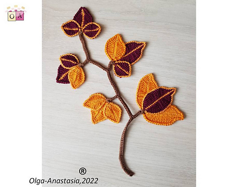 Ravelry: Bright autumn branch with leaves 4 pattern by Olga Starostina
