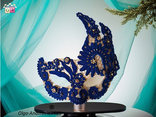 Ravelry: Carnival lace blue crochet mask 2. pattern by Olga Starostina