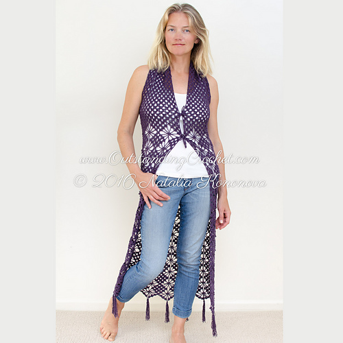 Ravelry: Maxi Halter Cardigan pattern by Natalia Kononova