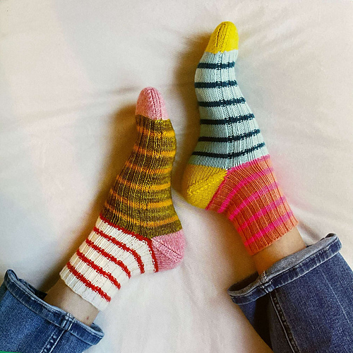 Ravelry: Breton Stripe Ribbed Socks pattern by Summer Lee