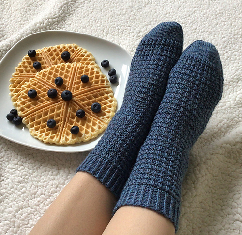 Ravelry: Weekend Waffles Socks pattern by Tracy Bakkelokken