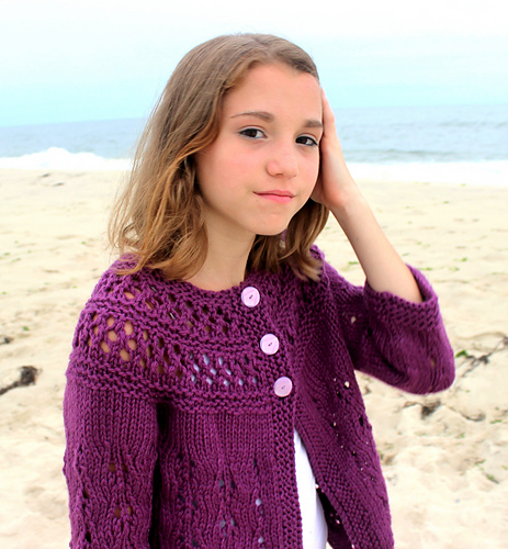 Ravelry: 3080 Girl's Lace Yoke Cardigan pattern by Jennifer Owens