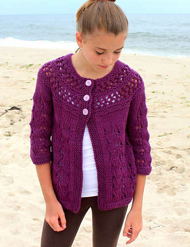 Ravelry: 3080 Girl's Lace Yoke Cardigan pattern by Jennifer Owens