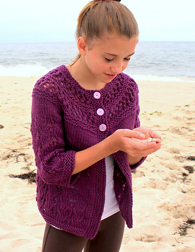Ravelry: 3080 Girl's Lace Yoke Cardigan pattern by Jennifer Owens
