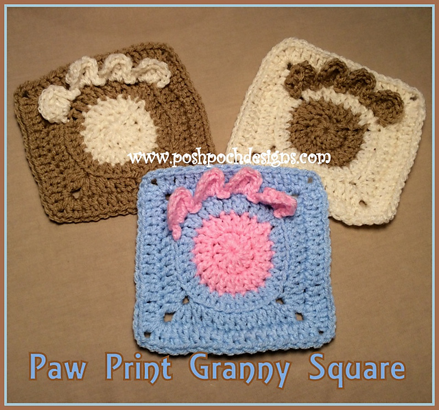 Ravelry: Paw Print Granny Square pattern by Sara Sach